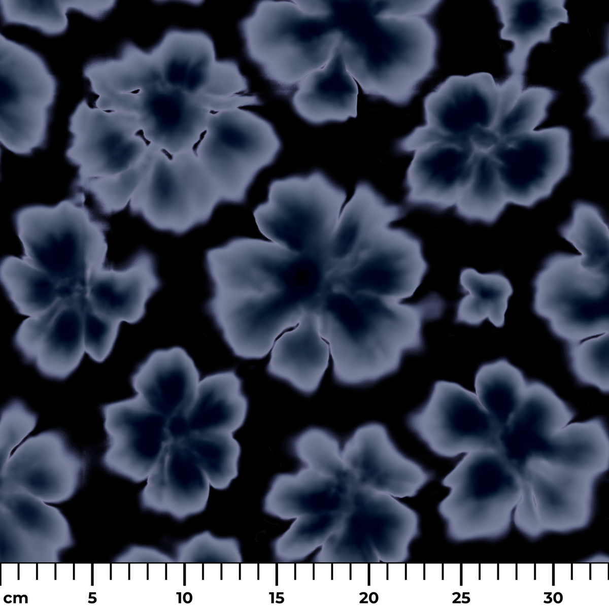 Flores Azul Marino sobre Negro | Tela por metro – Sutex