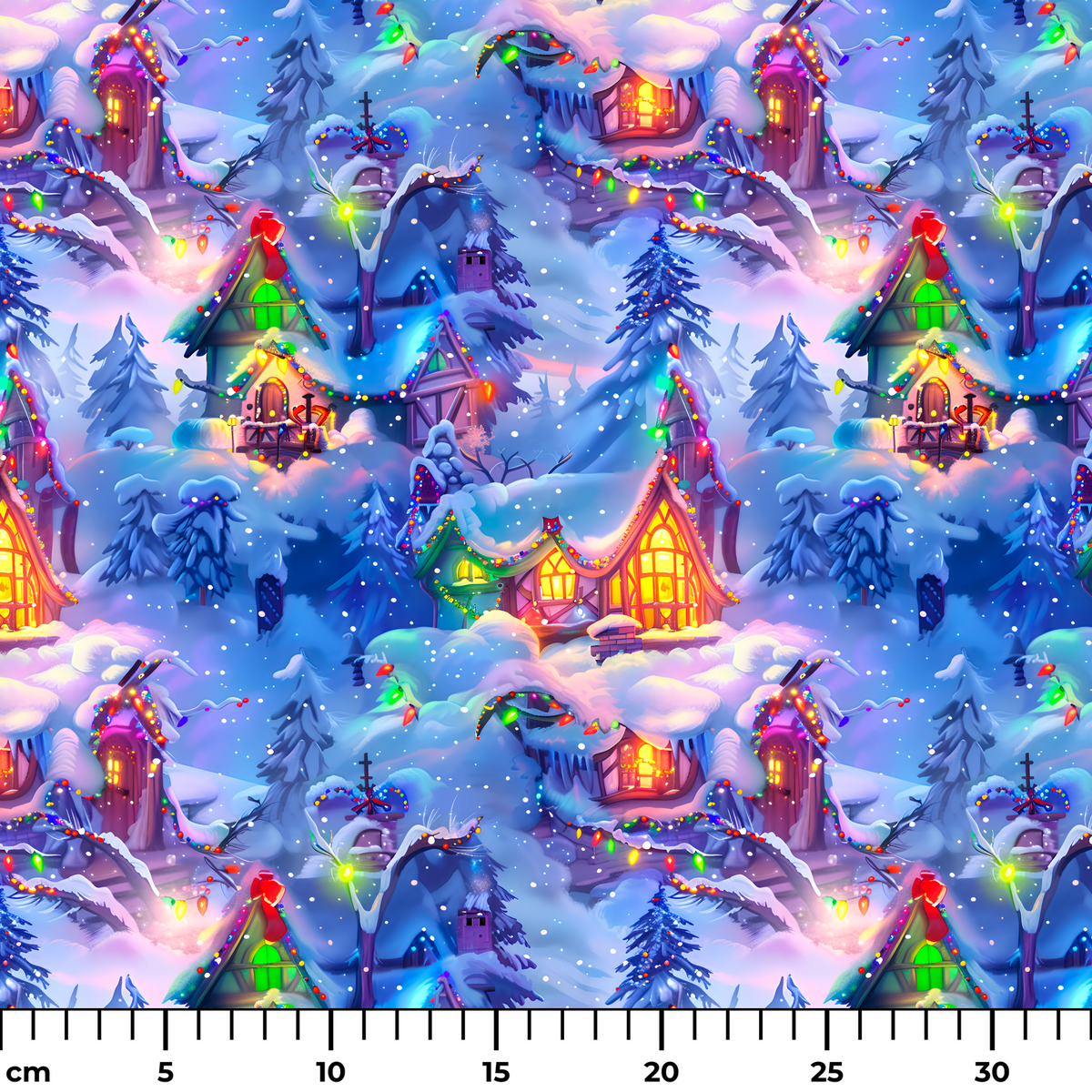 Pueblo Navideño en Nieve Mágica | Tela por metro – Sutex