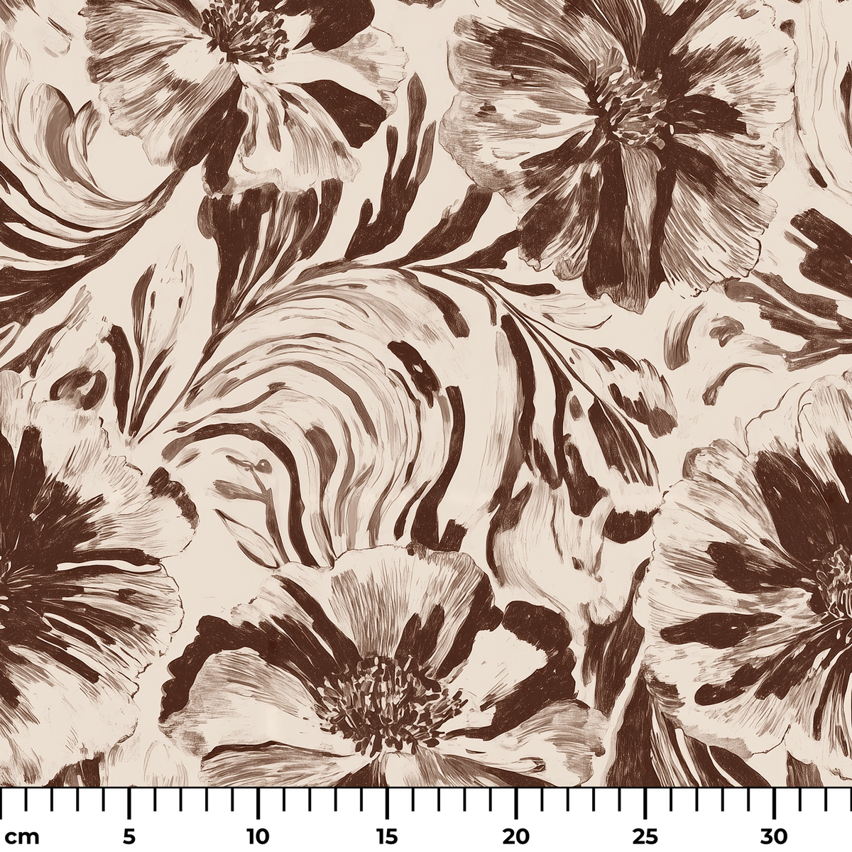 Flores Expresivas Sepia y Crema | Tela por metro – Sutex