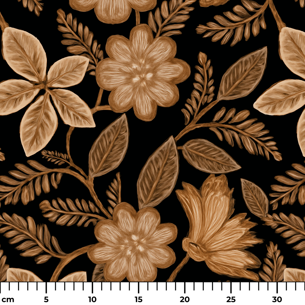 Jardín Grabado Dorado sobre Negro | Tela por metro – Sutex